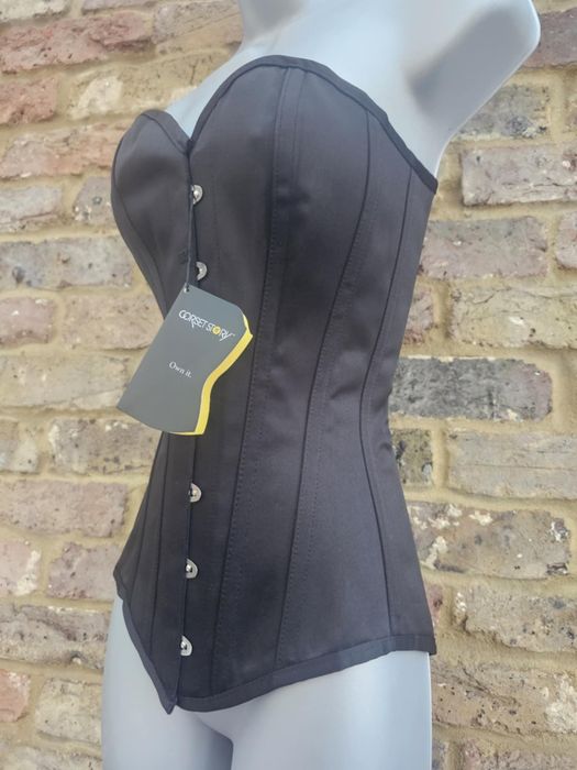 Corset Story Corset Negru Satinat Lung Overbust Spirale Oțel Mărime 6 ...