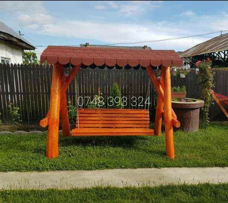 Balansoar leagan lemn rustic gradina Curcani • OLX.ro