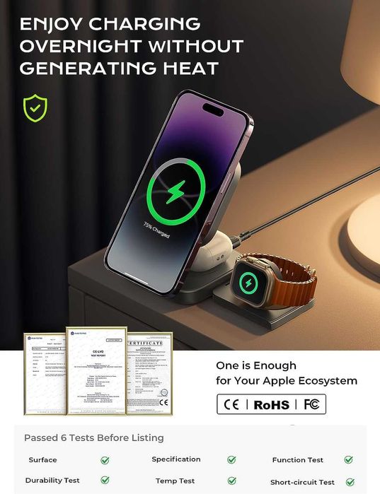 Incarcator wireless 3 in 1, pentru dispozitivele Apple, pret fix Tulcea ...