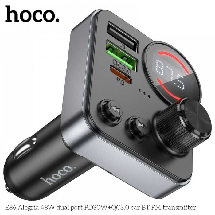 Bluetooth 48W PD FM Трансмитер 2x USB 1xType C / Hoco / MicroSD гр. София Студентски град • OLX.bg