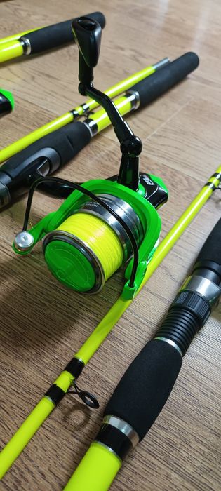 Set 3 Lansete Feeder 3.0m ROBINHAN Bolentino + 3 Mulinete FL QC5000 ...