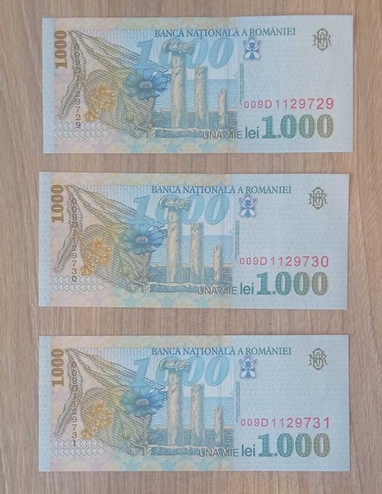 Colectie 3 bancnote 1000 lei (an 1998), stare impecabila Iasi • OLX.ro