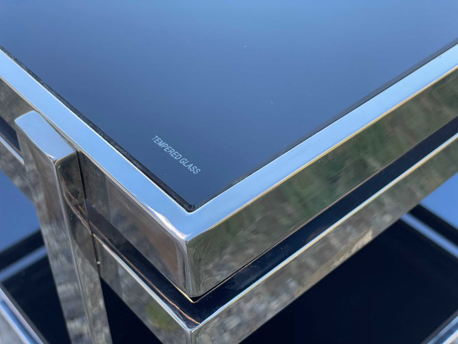 Masa cafea Design /sticla neagra /Tempered Glass/ Inox Iasi • OLX.ro