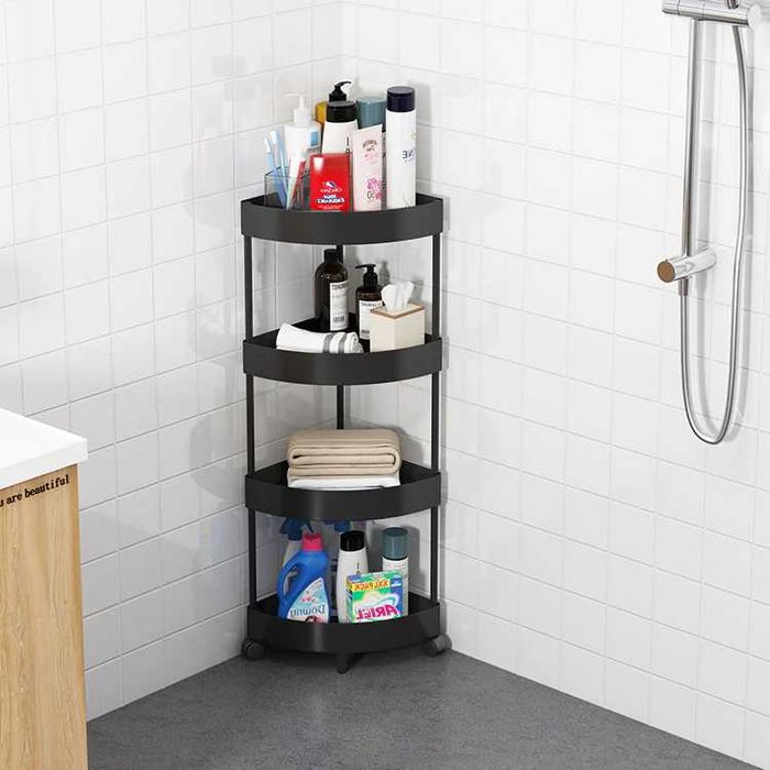 Etajera cu 4 rafturi pentru colt, coltar living, baie, bucatarie ...