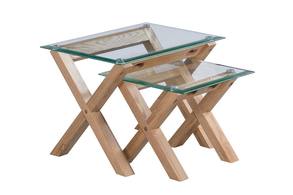 Set Mese Suprapuse Movian, Stejar Natural MASIV si Sticla Temperata ...