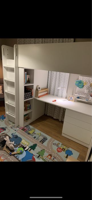 Двуетажно легло Икеа SMASTAD с бюро и гардероб гр. Пловдив Тракия • OLX.bg