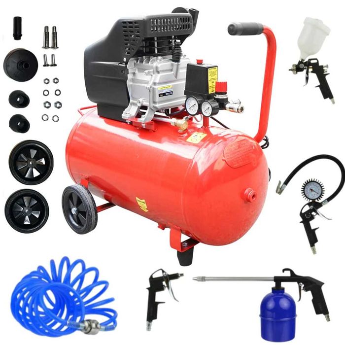 Compresor aer comprimat 25L litri 8 bar + kit scule pneumatice HXAC25 ...