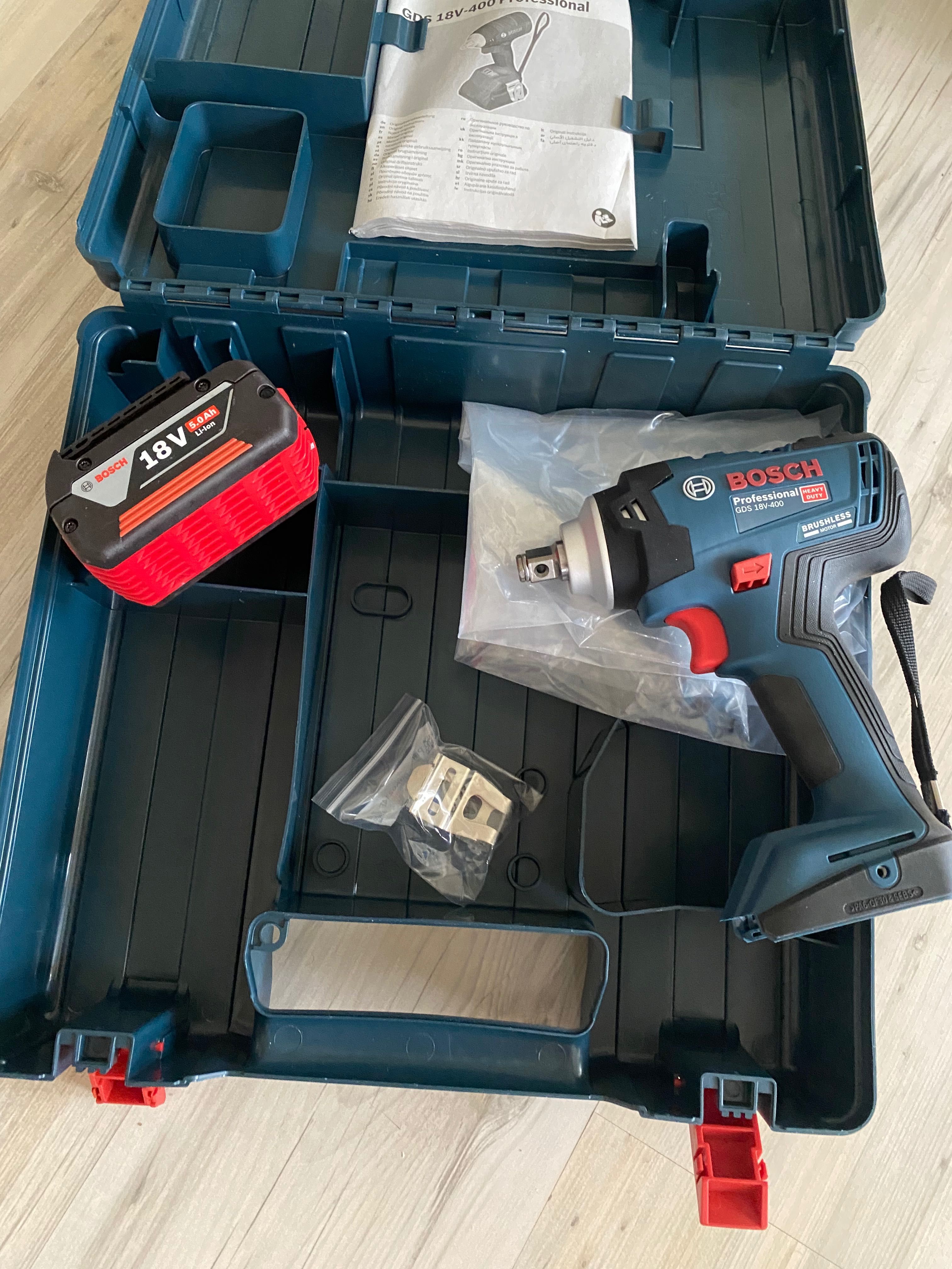 Set Bosch Gds 18v 400 Surubelnita Cu Impact Brushless Li Ion 1 2