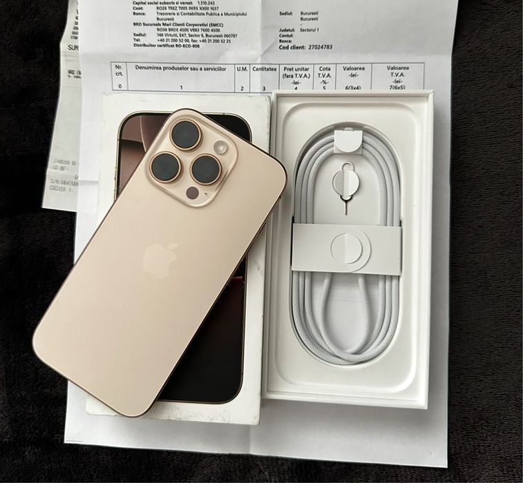 IPhone 16 pro 128gb desert si natural titanium noi garantie 2 ani emag ...