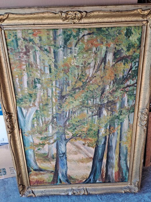 Tablou vechi pictura pe panza semnat 119/88 cm Bascov • OLX.ro