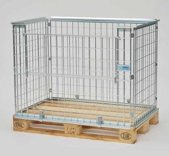 Boxpalet metalic _ Container grilaj pliabil pe palet _ gitterbox cusca ...