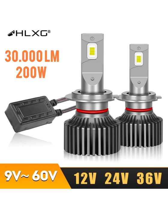 Set Becuri Led H1 H4 H7 H8 H9 H11 12V-24V 200W 30000Lm 6500K Camion Au ...