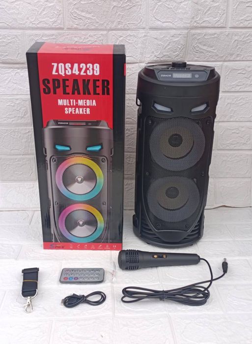 Колонка беспроводная ZQS 4239 с микрофоном для караоке, с подсветкой: 7 000 тг. - Портативная ...