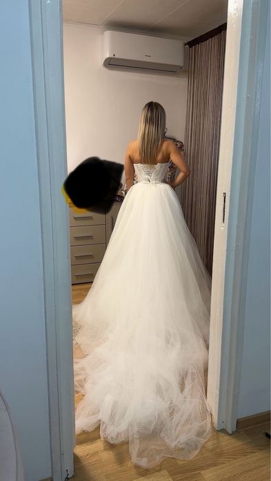 Rochie de mireasa 3 in 1 cu capa si trena detasabila (corset) Targu ...