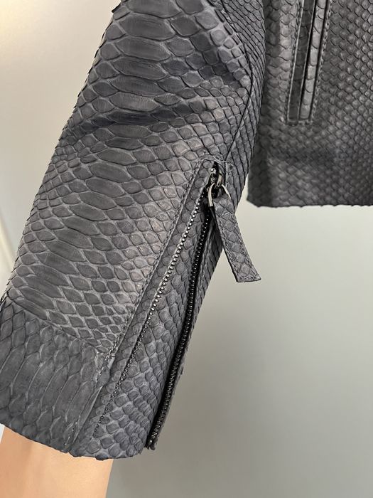 Geaca piele piton 100%,Luxury,gri inchis mat,Xs/S,impecabila,noua ...