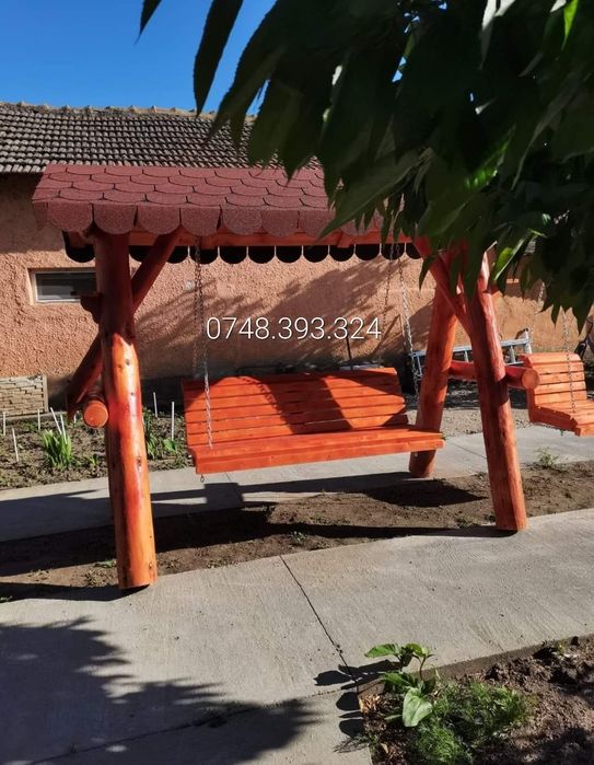 Balansoar lemn leagan rustic masa bănci foișor terasa Targoviste • OLX.ro