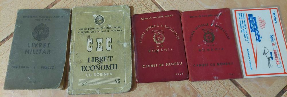 Carnet Membru,Carte de Munca ,Livret Militar,Libret de Economii CEC ...