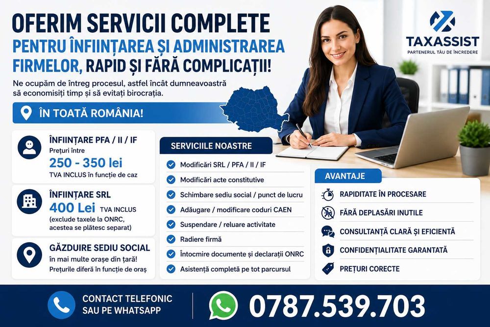 Infiintare Firma - SRL, PFA, II, IF l Sediu Social, Modificari Act ...