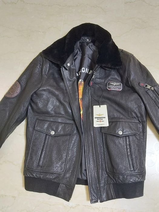 Geaca originala bărbați din piele naturala, aeronautica militare, M ...