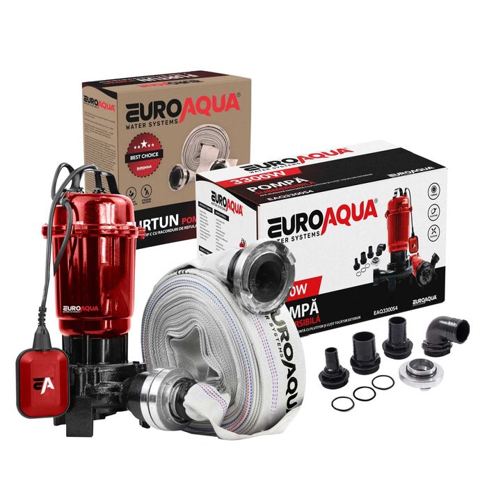 Pompa apa murdara EUROAQUA cu TOCATOR SI PLUTITOR -3300W+20m furtun Constanta • OLX.ro