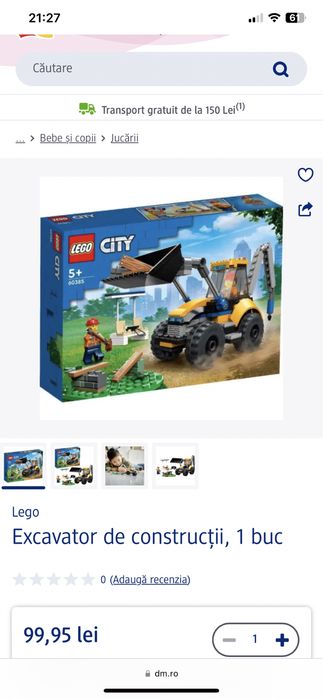 Lego city nou sigilat excavator buldozer constructii ciocan tractor ...
