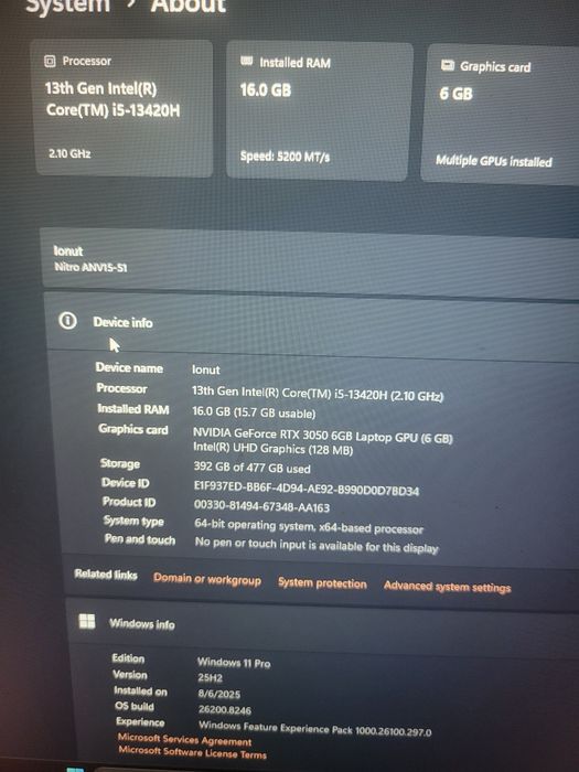 Laptop gaming ACER NITRO V15 Sarbi • OLX.ro