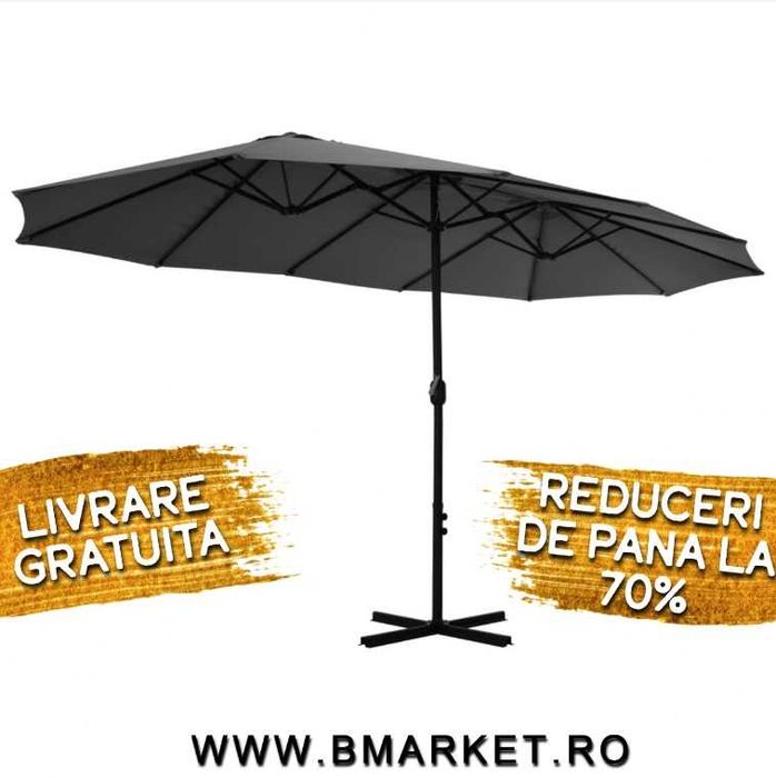 Umbrela de soare gradina/terasa 460×270 cm Gri Antracit LATINA Braila ...