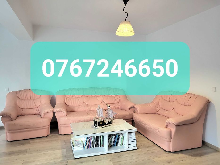 Canapele 3, 2, 1 din piele, culoarea somon Craiova • OLX.ro