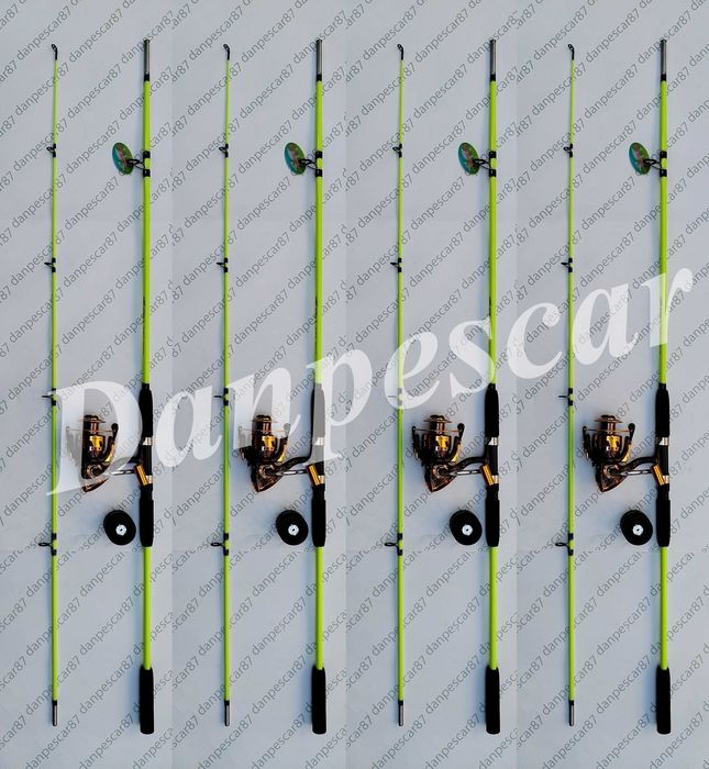 SET 4 Lansete WB fibra sticla plina 2,70m cu 4 Mulinete MA6000 11 rul ...