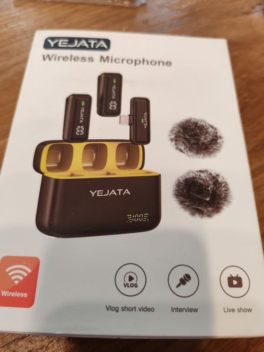 Microfon wireless pentru telefon YEJATA cu transmițător cu afișaj digi ...