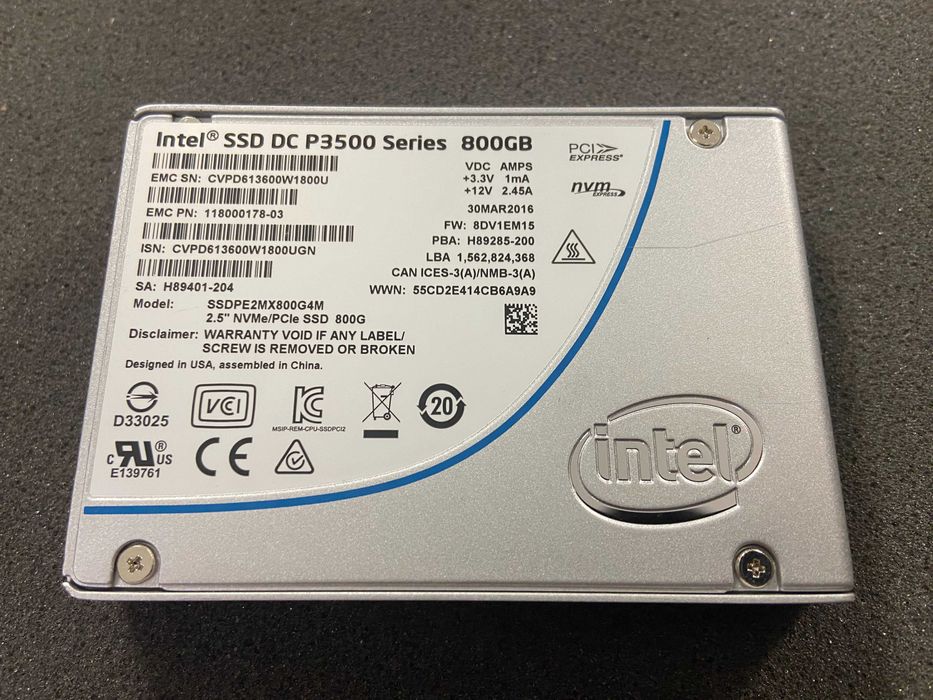 Intel DC P3500 Series 800GB NVMe PCIe 3.0 2.5" U.2 SSD гр. София Дружба ...