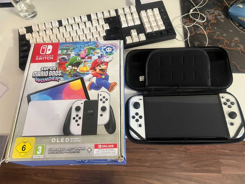 Nintendo Switch OLED + Mario Wonder + 256GB + калъф – ГАРАНЦИЯ! гр ...