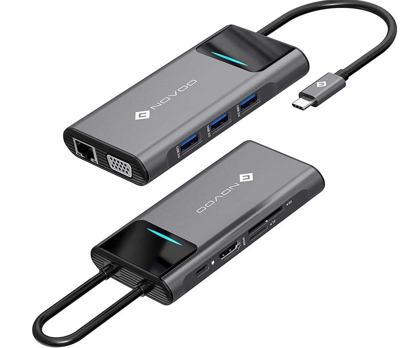 Промо! USB C 9 в 1 докинг станция / хъб - HDMI 4K, VGA USB 3.0 Type C ...