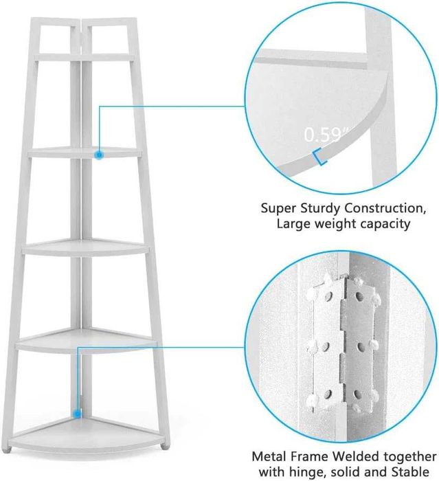 Raft biblioteca de colt cu 5 polite, alb, 52 x 34 x 110cm Bucuresti ...