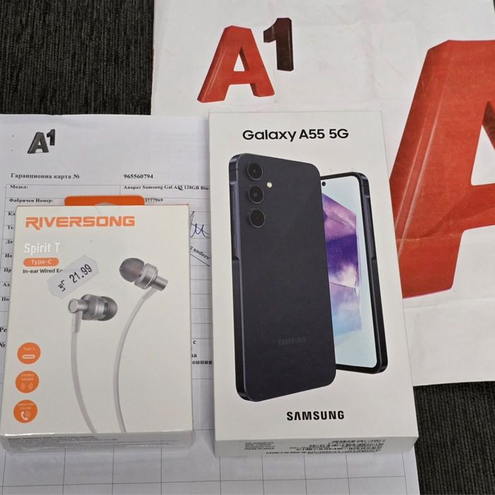 ***ЗАПЕЧАТАН 128GB Samsung A55 5G Riversong Гаранция A1 2026 Navy гр. София Младост 1 • OLX.bg