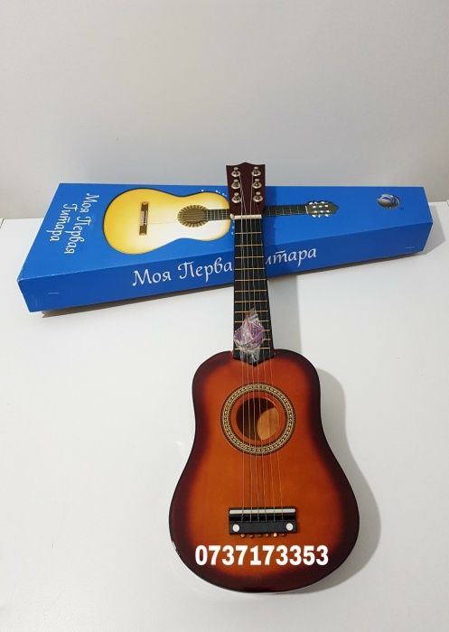 Chitara din lemn pentru copii, 6 corzi metalice 55cm/ diverse culori Voluntari • OLX.ro