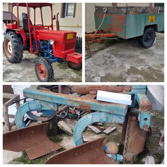 Tractor universal U445 cu plug și remorcă Ticleni • OLX.ro