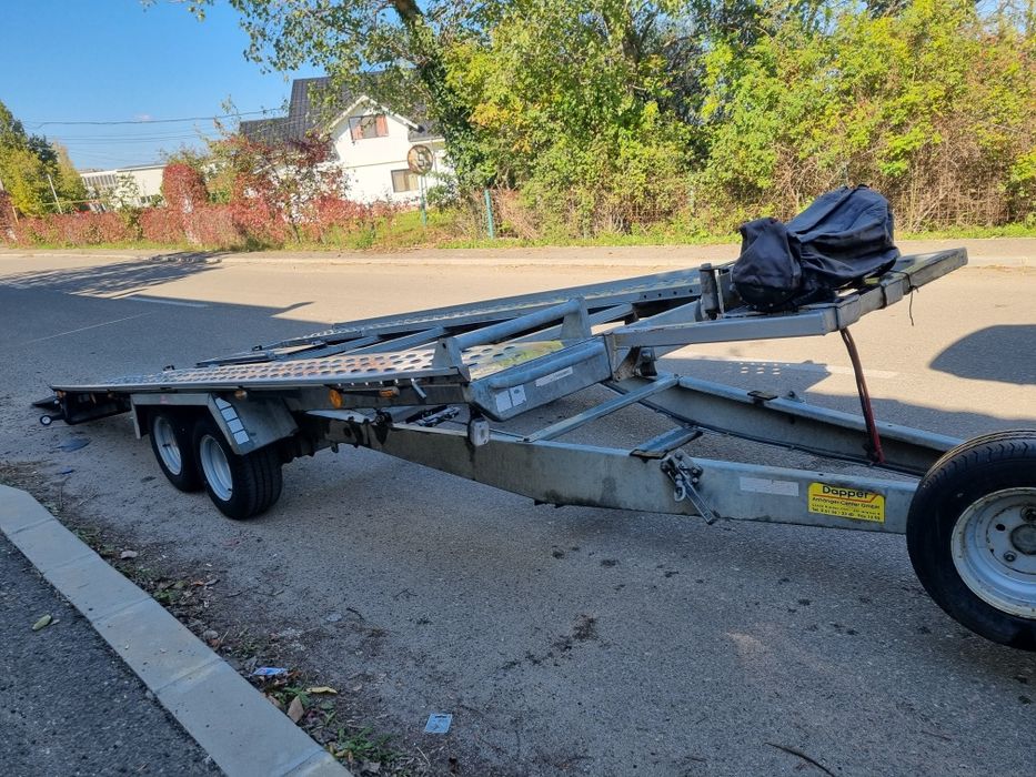 Remorca platforma transport auto Pongratz 2 axe Troliu electric 4.10m ...