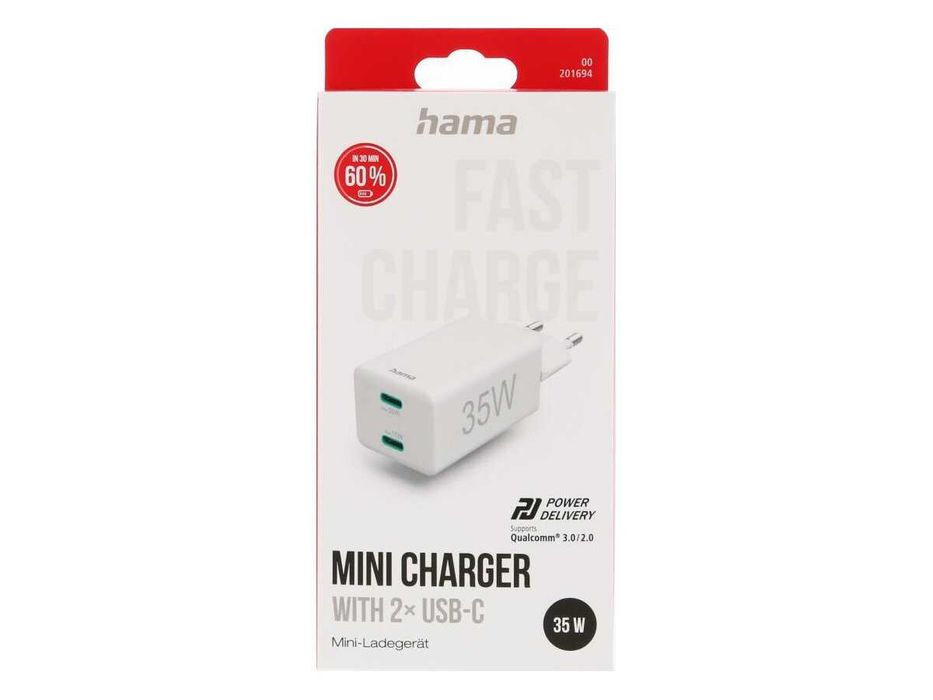 Incarcator telefon HAMA 2xUSB-C Usb Type-C PD 35W Super Fast Charging ...
