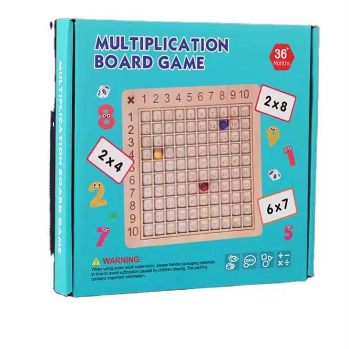 Tabla inmultirii, Joc educativ cu 100 cartonase, 4 pioni si 2 zaruri ...