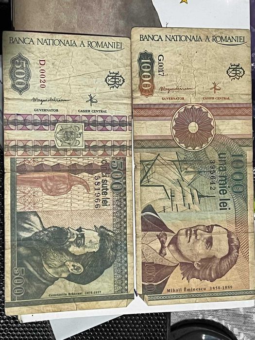 Bancnote vechi romanesti de 1000 lei si 500 lei ! Targu-Mures • OLX.ro