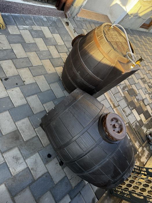 Butoi plastic alimentar, pentru vin, cu capac, 200 litri, maro ...