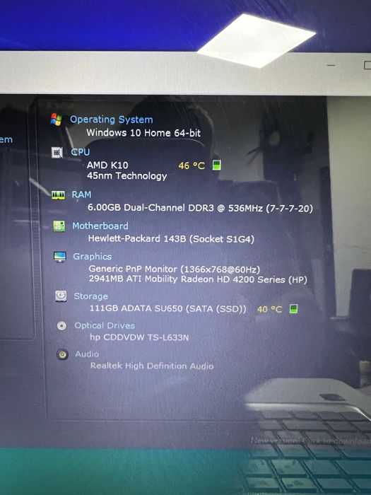 Laptop Hp G62 -15.6 Led P320 - 2.10Ghz- 6Gb Ram- SSD 128- Windows 10 Iasi • OLX.ro