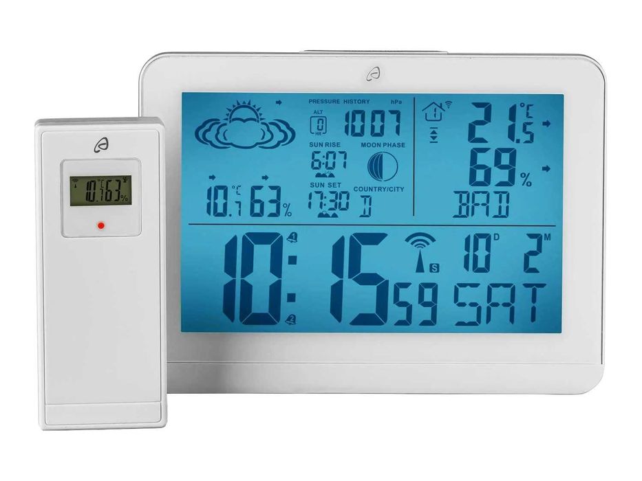 Stație meteo INTERIOR EXTERIOR cu higrometru si ceas, NOUA, sigilata ...