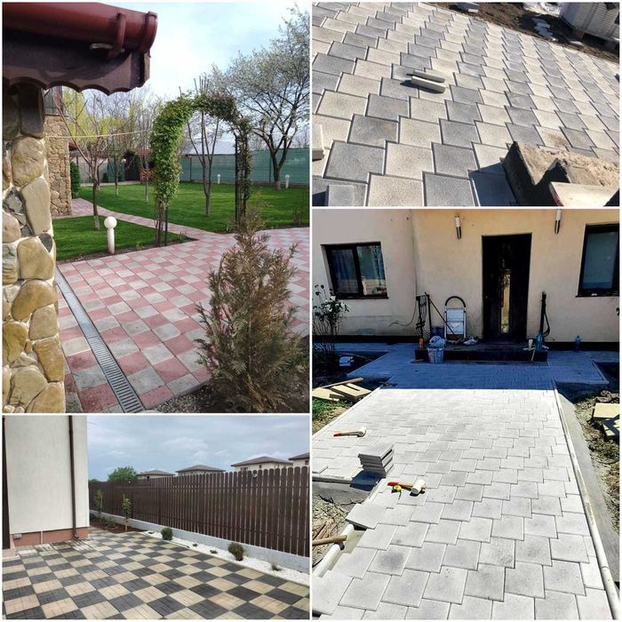 Dale din beton prefabricat 40x40 Pavaje si Pavele Romb 3D 20x10 Montaj ...