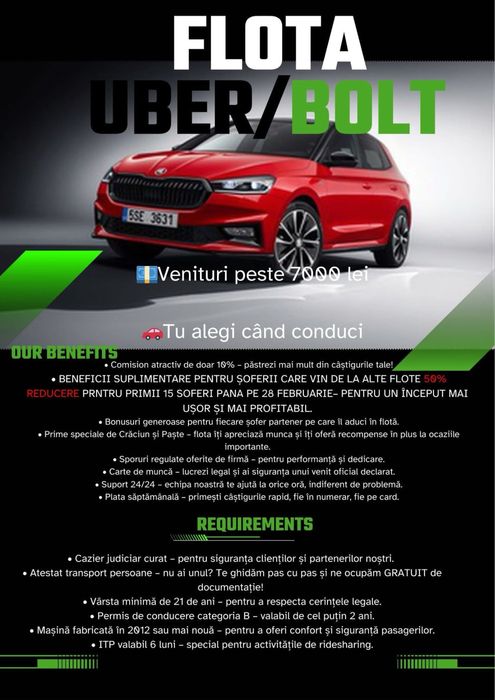 Flota Uber Bolt Bucuresti Sectorul 1 • OLX.ro
