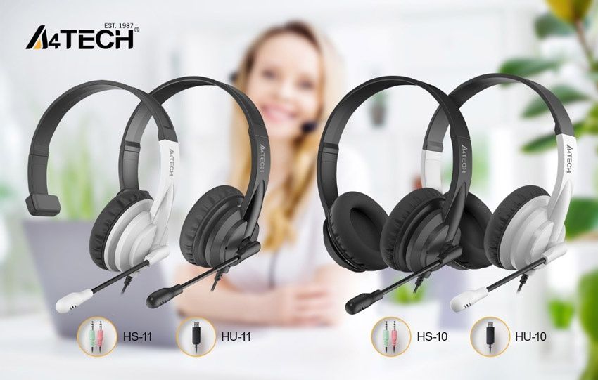 Наушники для колл-центра A4tech HU10 USB/HS11 джек 3,5мм Гарнитура: 20 ...