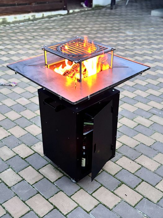 Gratar de gradina 75x75 cm fire pit cu Plita 6,8,10 mm Otel dur ...