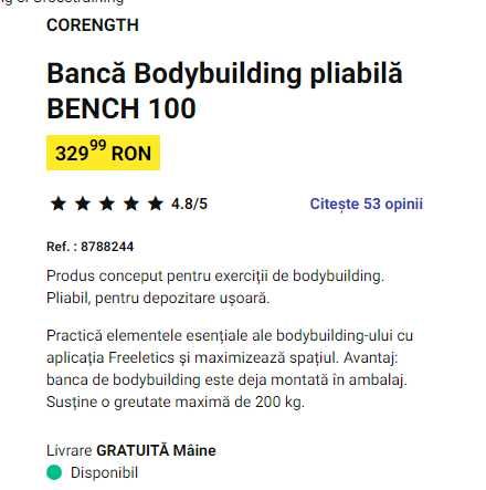 Bancă Bodybuilding pliabilă BENCH 100 Oradea • OLX.ro