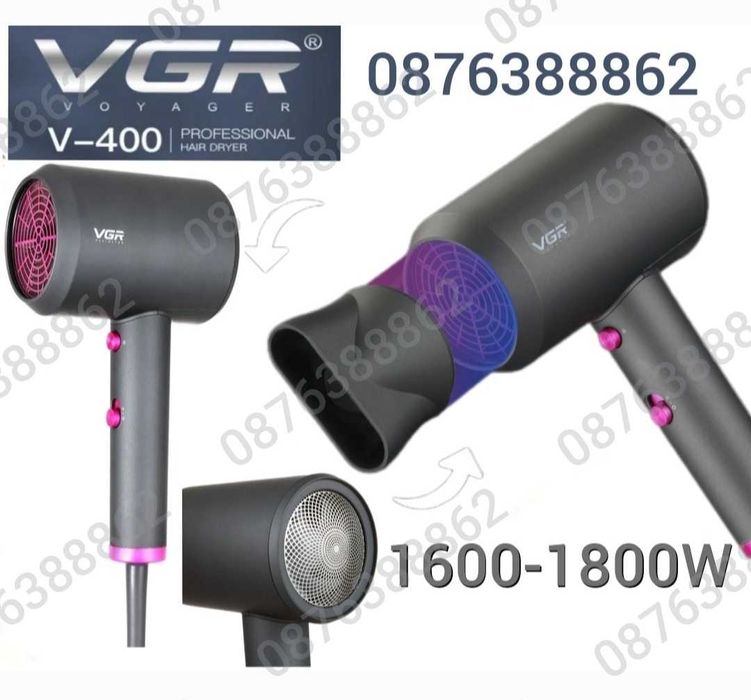 НОВО! Професионален сешоар VGR V-400 с бутон Cool Shot и 2 бутона гр. Пловдив Център • OLX.bg